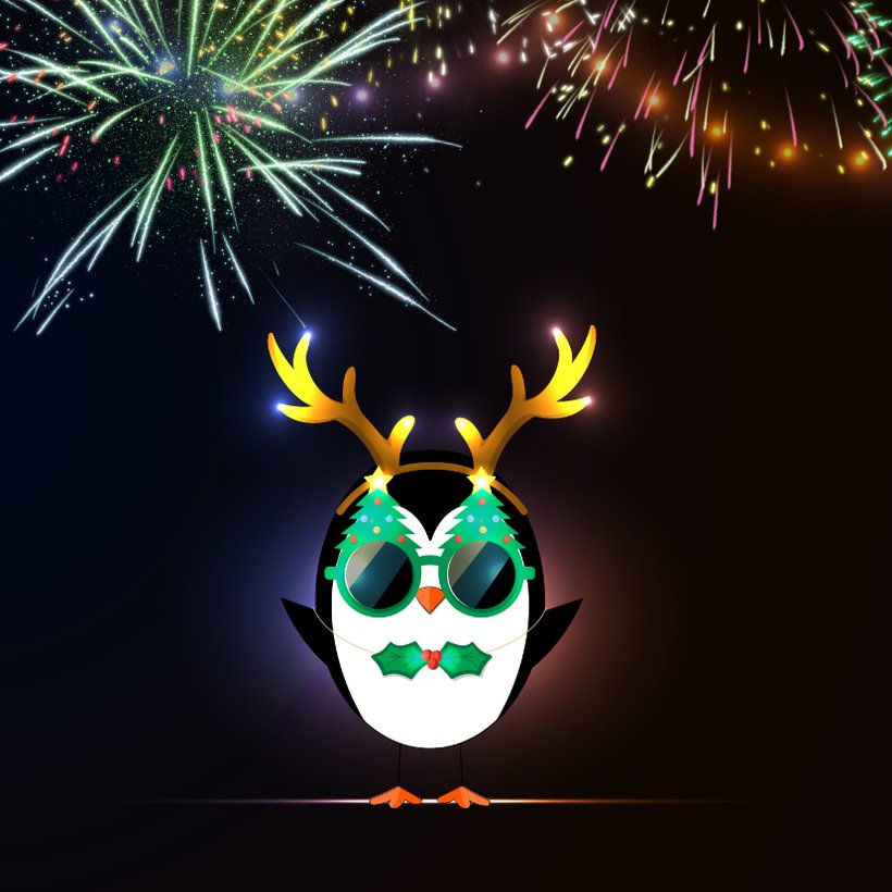 Nieuwjaar humor partypinguïn foute outfit | Kaartje2go