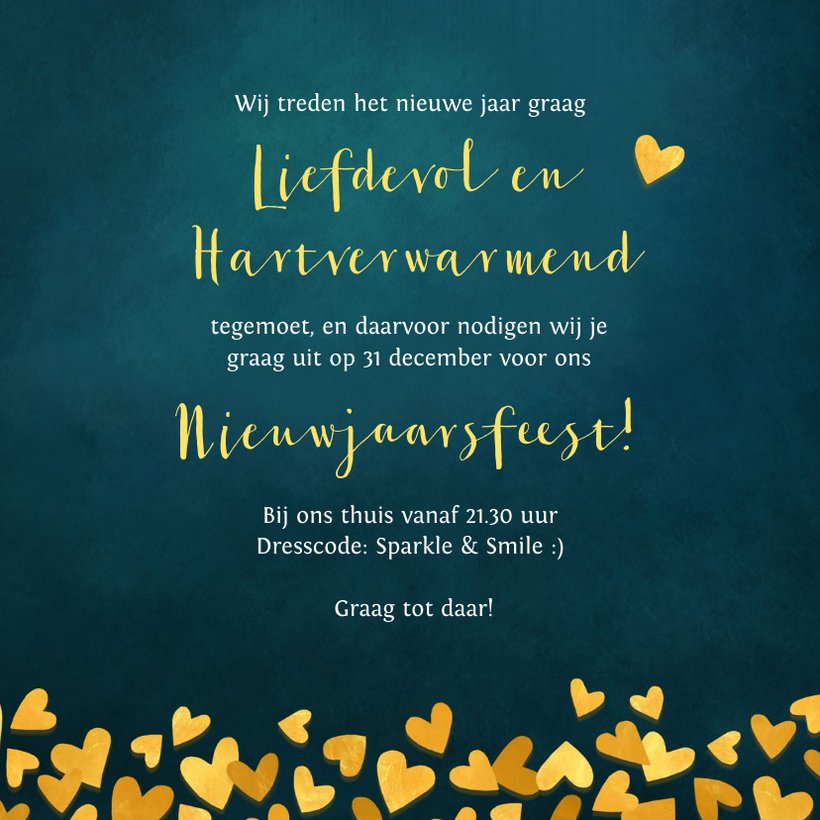 Nieuwjaar uitnodiging liefdevol hart | Kaartje2go