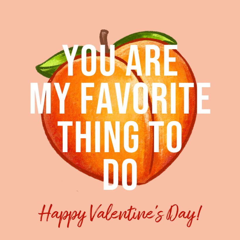 Ondeugende valentijnskaart illustratie perzik | Kaartje2go