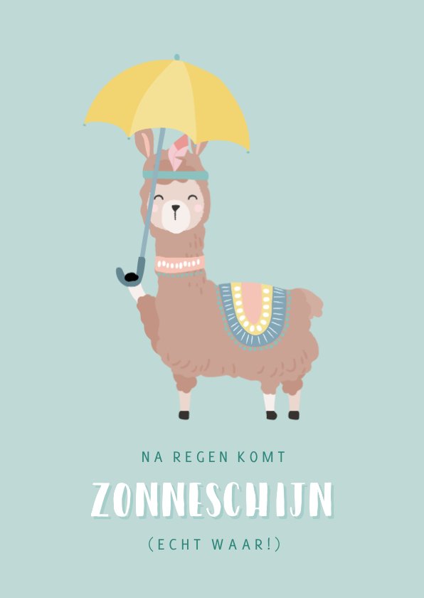 Opbeurende kaart met illustratie van een lama | Kaartje2go