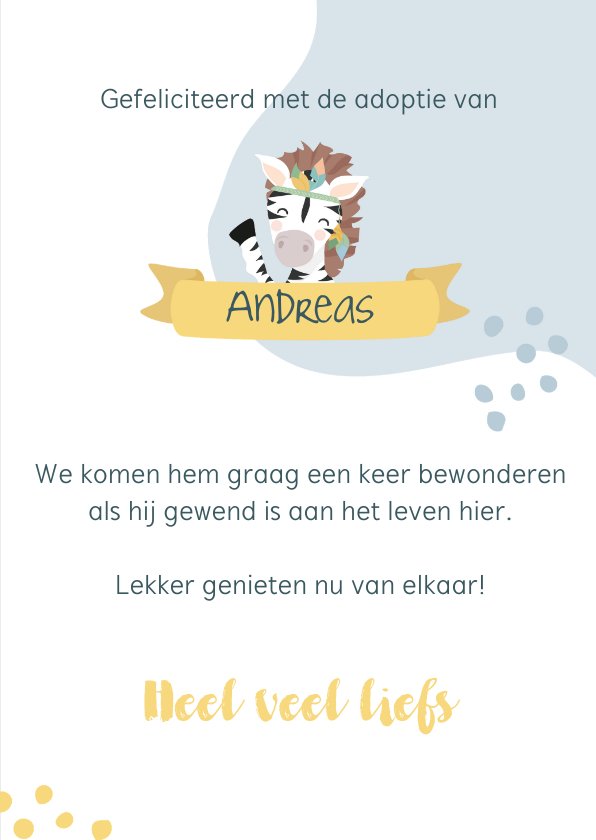 Petrol blauwe adoptie felicitatie kaart met | Kaartje2go