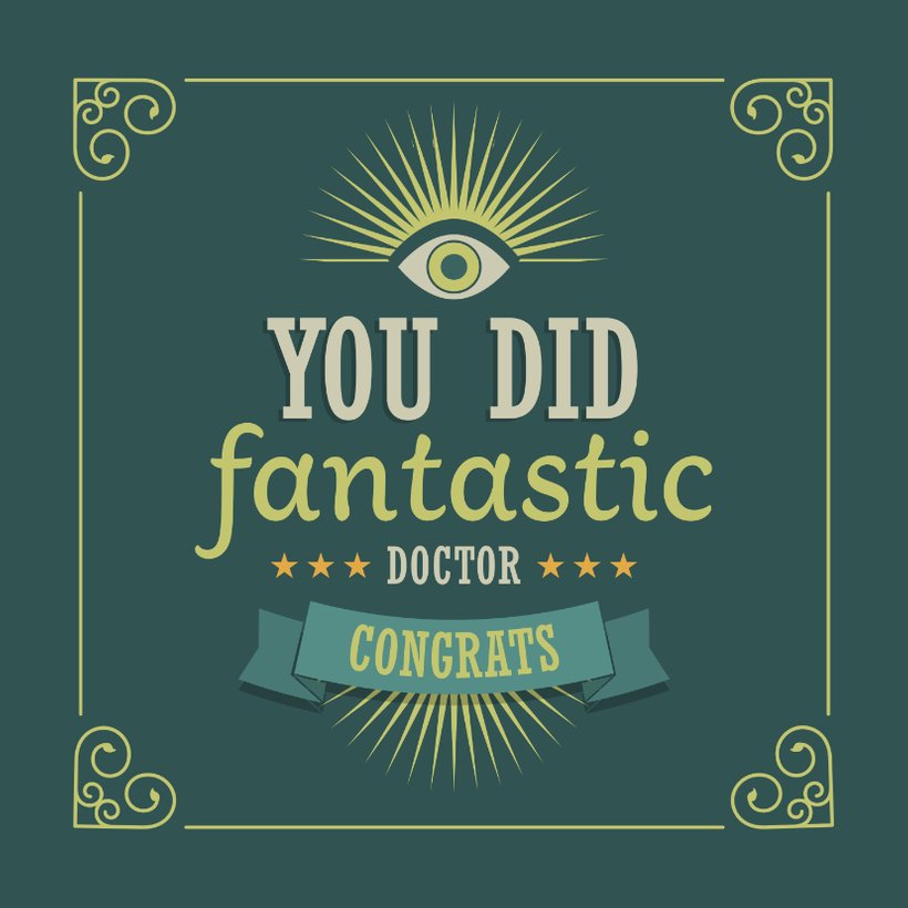 PhD felicitatie kaart voor doctor met vintage | Kaartje2go