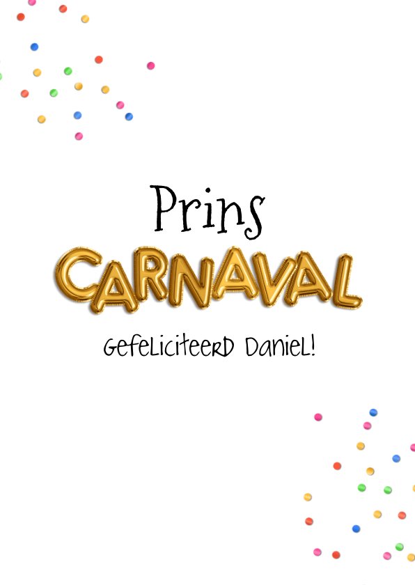 Prins carnaval kaart foto prinsenhoed confetti | Kaartje2go