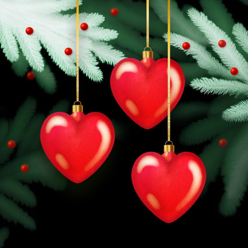 Rode kerstkaart kerstbal hart - Kerstkaarten | Kaartje2go