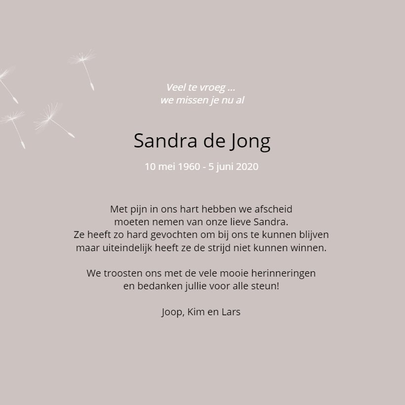 Rouw paardenbloem met pluisjes op waterverf | Kaartje2go