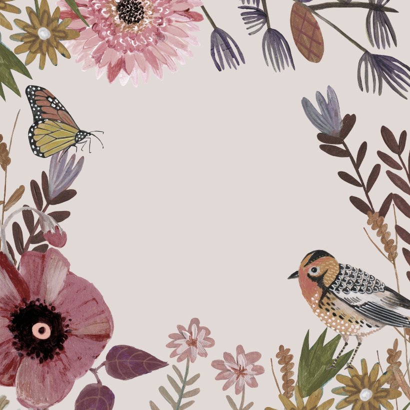Rouwkaart botanische bloemen met vlinder en | Kaartje2go
