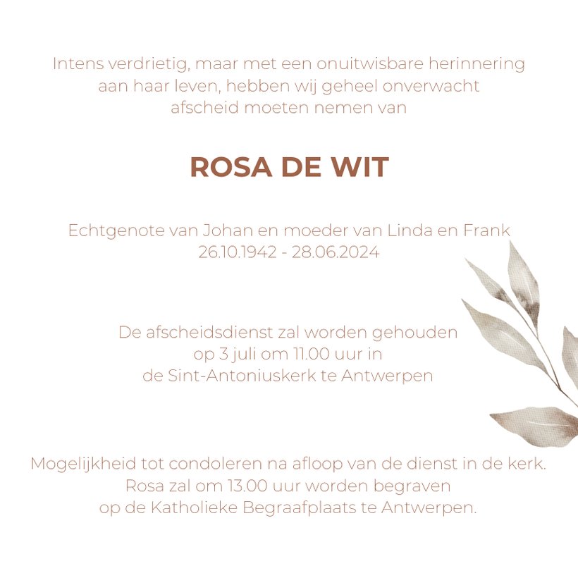 Rouwkaart met botanische tekeningen | Kaartje2go