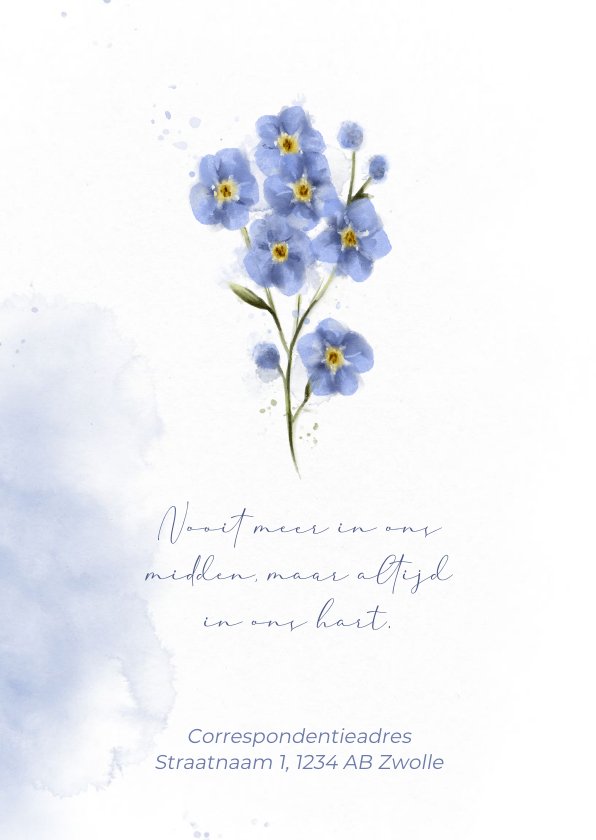 Rouwkaart met vergeet-mij-nietje aquarel | Kaartje2go