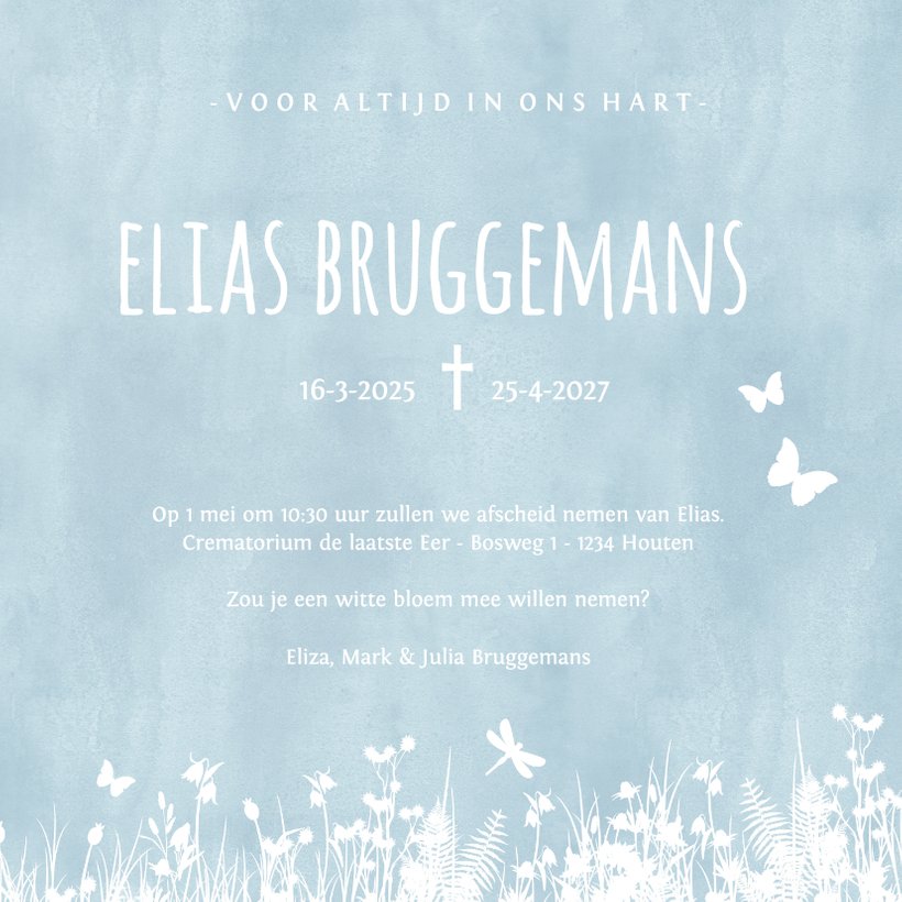 Rouwkaart voor een jongen- silhouet van een | Kaartje2go