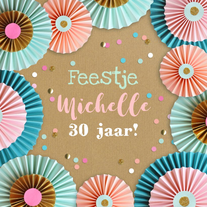 Rozetten en confetti feestje - Uitnodigingen | Kaartje2go