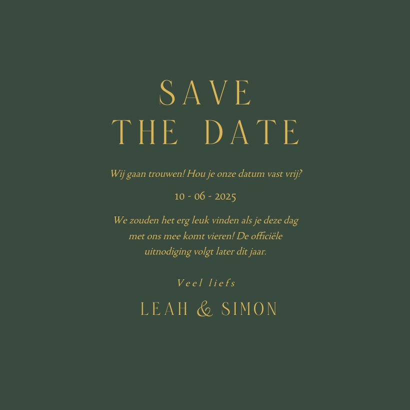 Save the date kaart met bloemenkrans in goud en | Kaartje2go