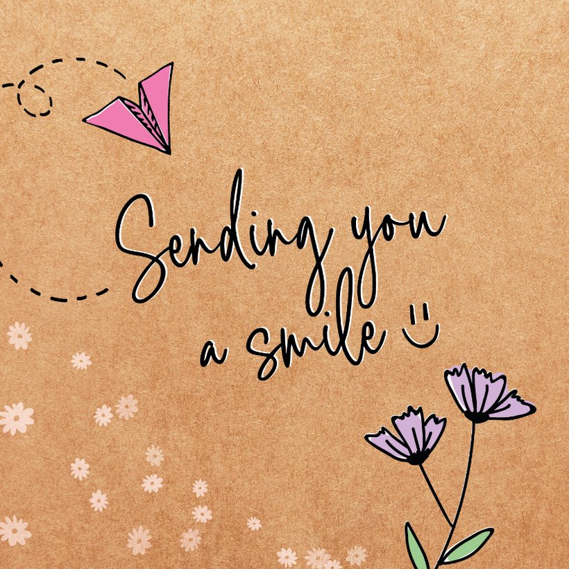 Sending you a smile- kraft- zomaarkaart | Kaartje2go