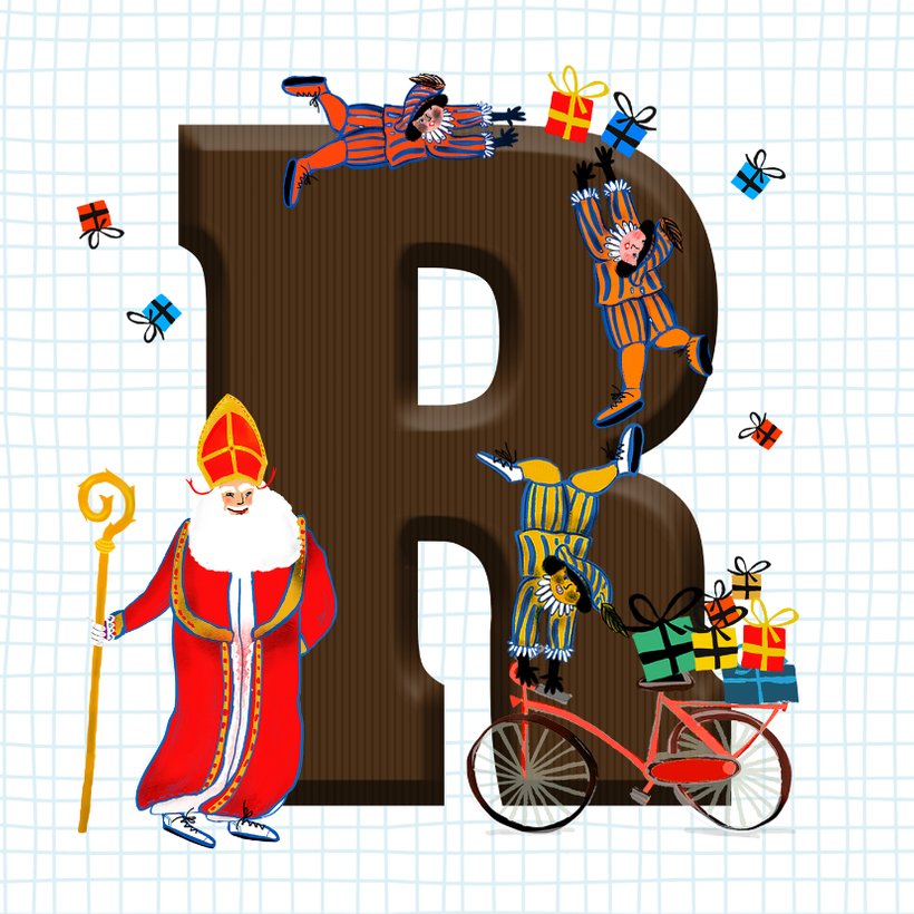 Sinterklaas kaart met chocolade-letter R | Kaartje2go