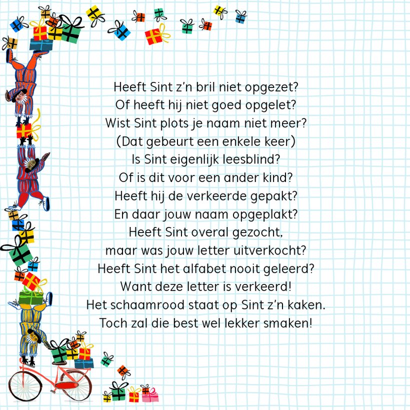 Sinterklaas kaart met chocolade-letter T | Kaartje2go