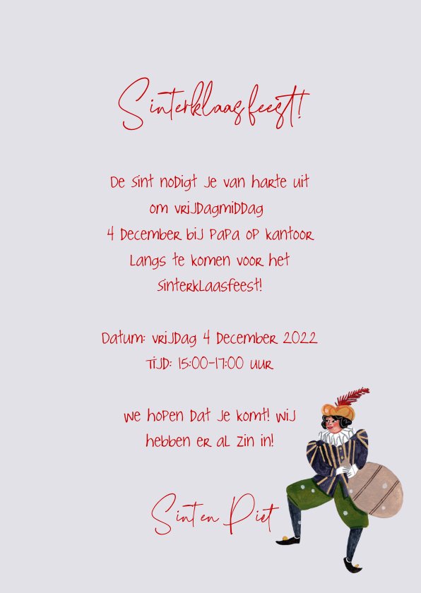 Sinterklaasfeest uitnodiging sint en piet op | Kaartje2go