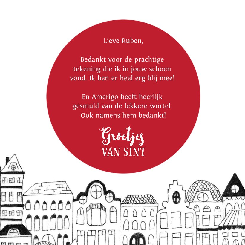Sinterklaaskaart brief van Sint wortel tekening | Kaartje2go