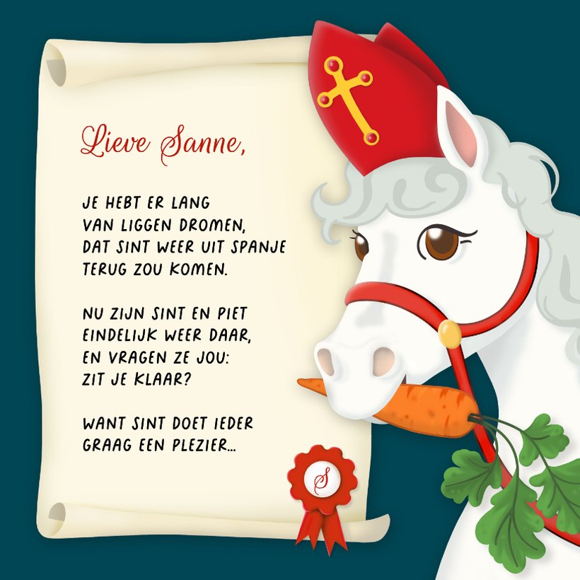Sinterklaaskaart paard gedicht | Kaartje2go