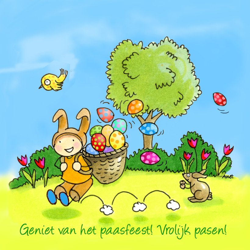 Springende paashaas - Paaskaarten | Kaartje2go