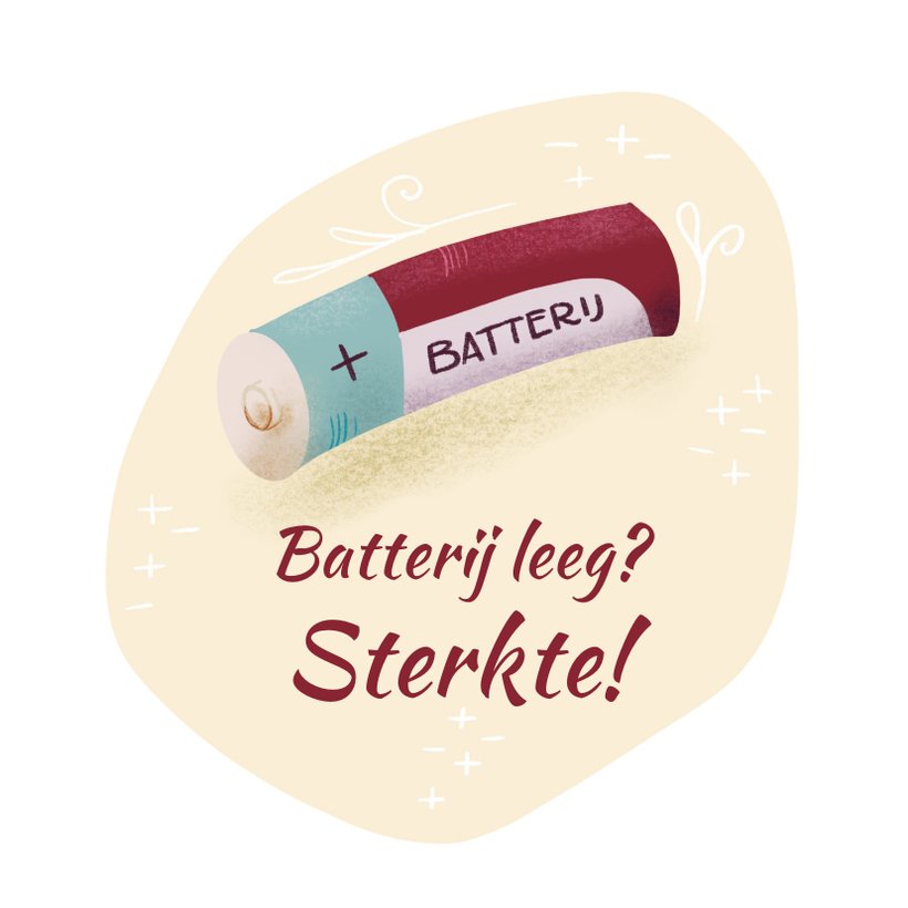 Sterkte kaart met batterij voor burnout of | Kaartje2go