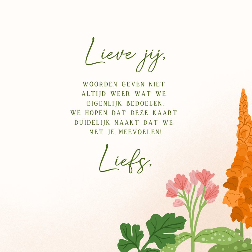 Stijlvolle bloemen wenskaart een lief berichtje | Kaartje2go