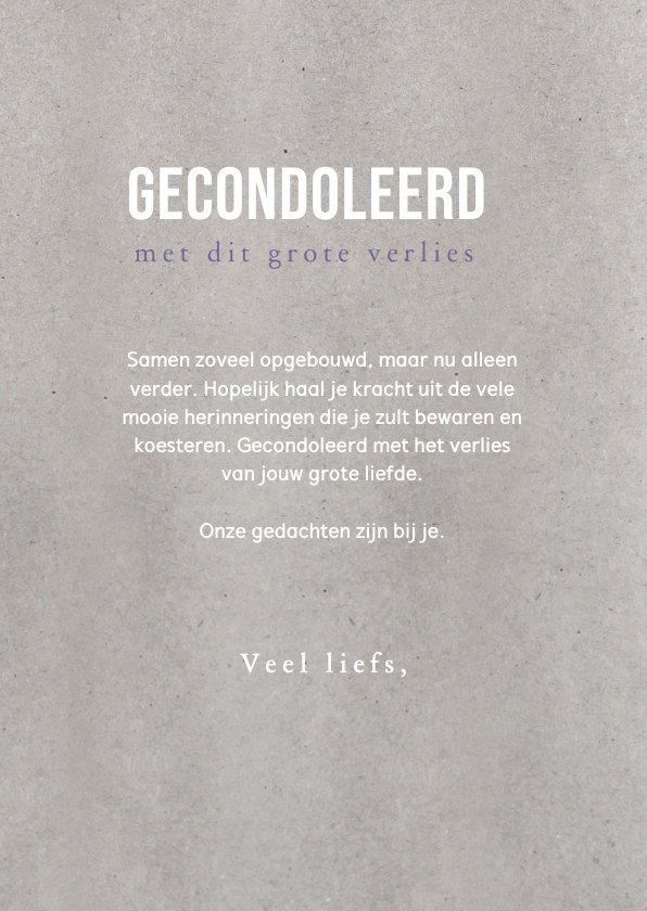 Stijlvolle condoleance kaart foto lavendel | Kaartje2go