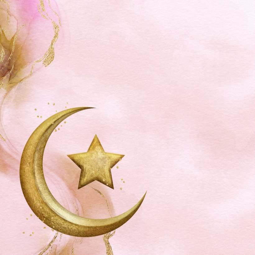 Stijlvolle Ramadan kaart halve maan goud ster | Kaartje2go