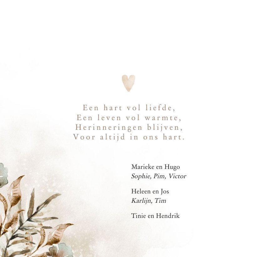 Stijlvolle rouwkaart vierkant watercolor | Kaartje2go