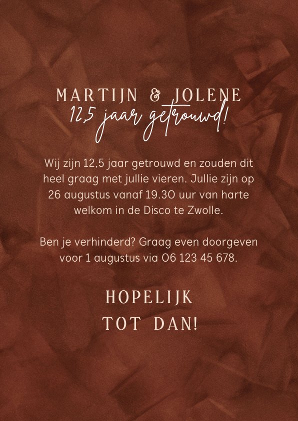Stijlvolle uitnodiging jubileum 12,5 jaar | Kaartje2go