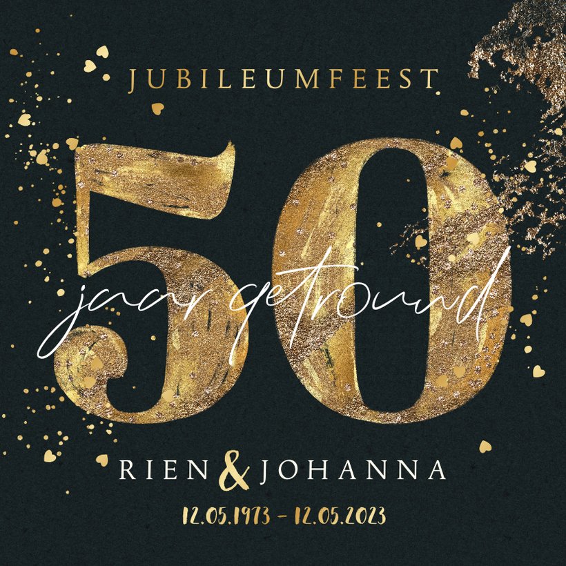 Stijlvolle uitnodiging jubileum 50 jaar goud | Kaartje2go