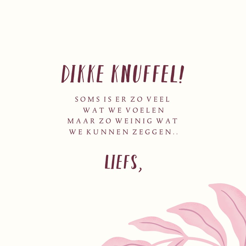 Stijlvolle wenskaart big hug met blad | Kaartje2go