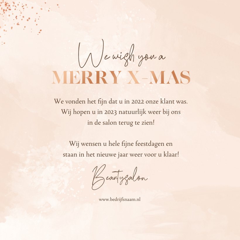 Stijlvolle zakelijke kerstkaart waterverf rose | Kaartje2go