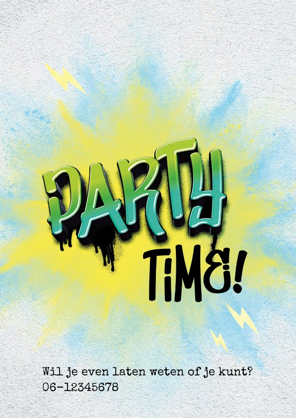 Stoere uitnodiging kinderfeestje graffiti voor | Kaartje2go