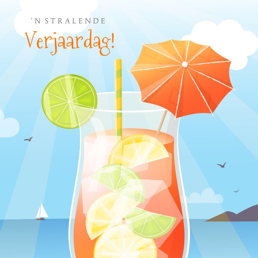 Stralende verjaardagskaart zomer zee zon | Kaartje2go