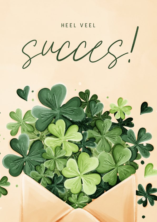 Succes kaart envelop met klavertjes vier | Kaartje2go