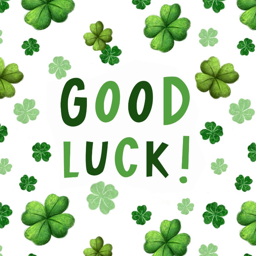 Succeskaartje met klavertje vier en good luck | Kaartje2go