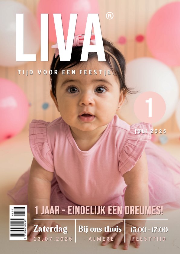 Tijdschrift verjaardags uitnodiging kind 1 jaar | Kaartje2go