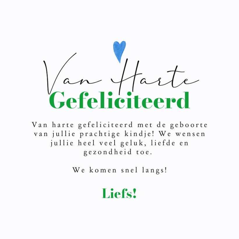 Trendy felicitatiekaart geboorte jongen hartjes | Kaartje2go