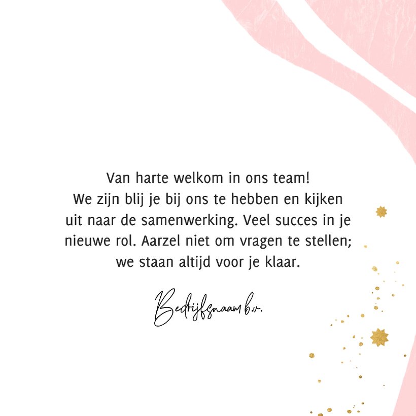 Trendy kaart welkom in ons team vaandel sterren | Kaartje2go