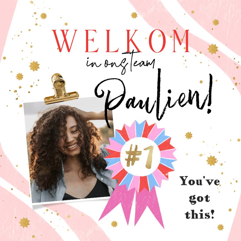 Trendy kaart welkom in ons team vaandel sterren | Kaartje2go