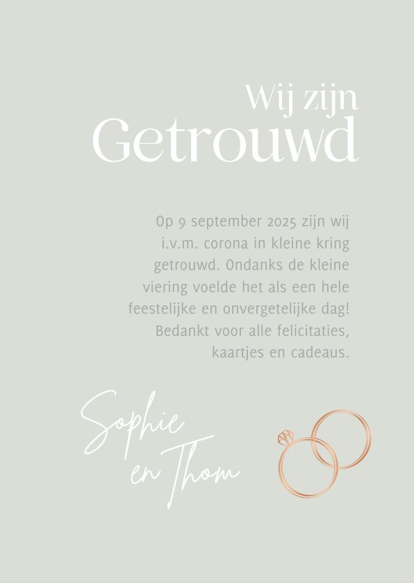 Trendy pas getrouwd trouwkaartje met foto | Kaartje2go