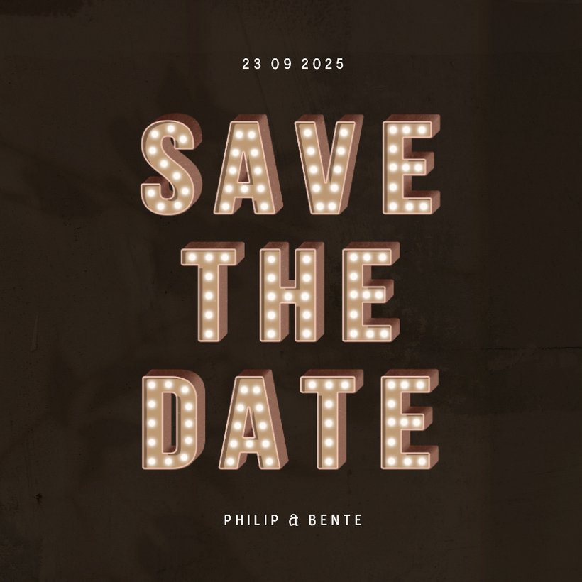 Trouwkaart save the date festival letters met | Kaartje2go