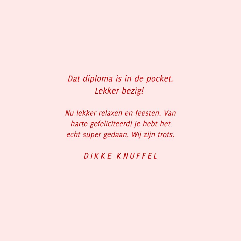 Typografische geslaagdkaart roze lekker bezig | Kaartje2go