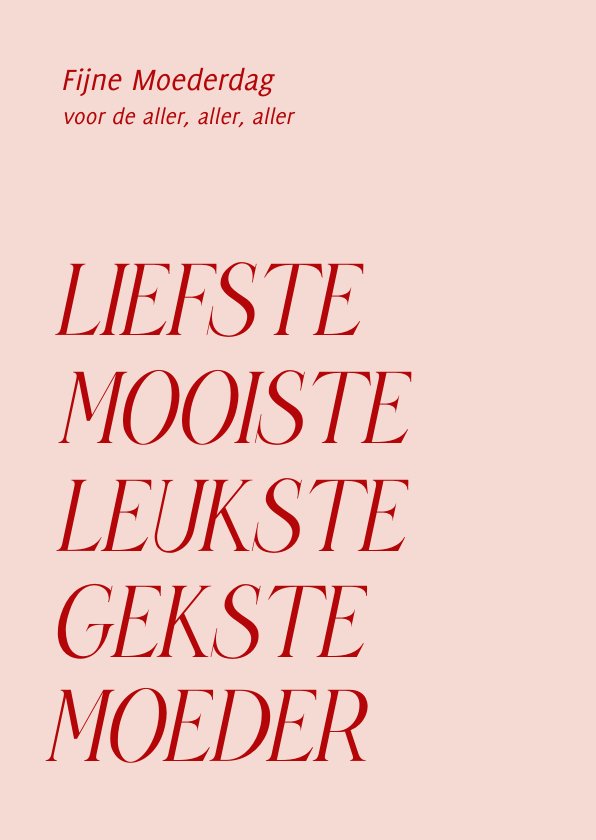 Typografische moederdagkaart met opsomming van | Kaartje2go