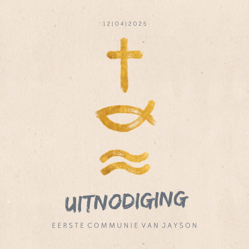 Uitnodiging communie met christelijke symbolen | Kaartje2go
