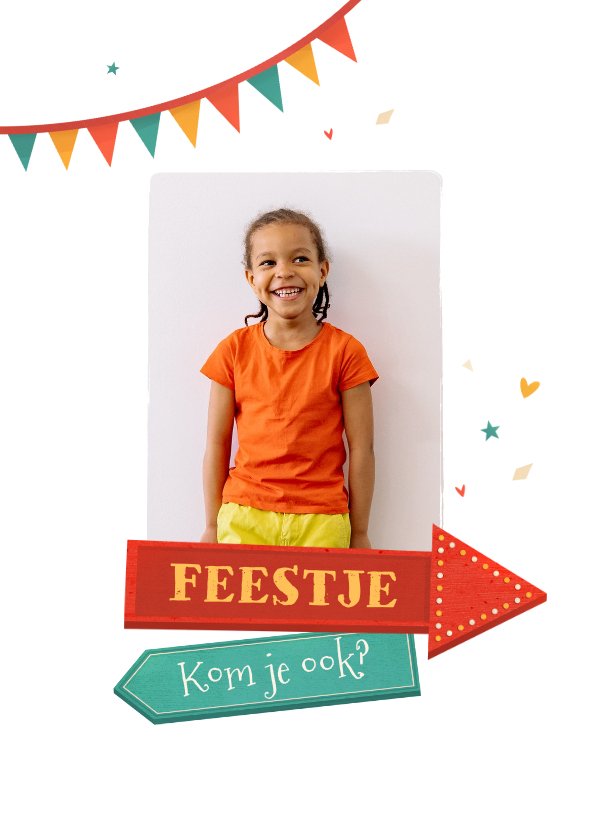 Uitnodiging communiefeest lentefeest wegwijzers | Kaartje2go