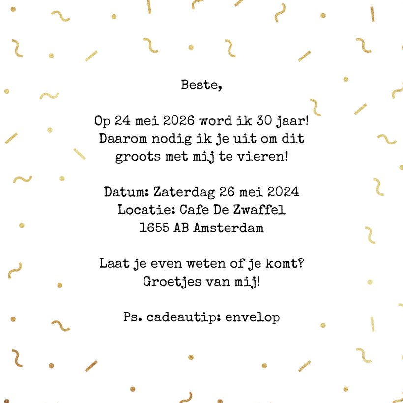 Uitnodiging confetti feest eighties | Kaartje2go