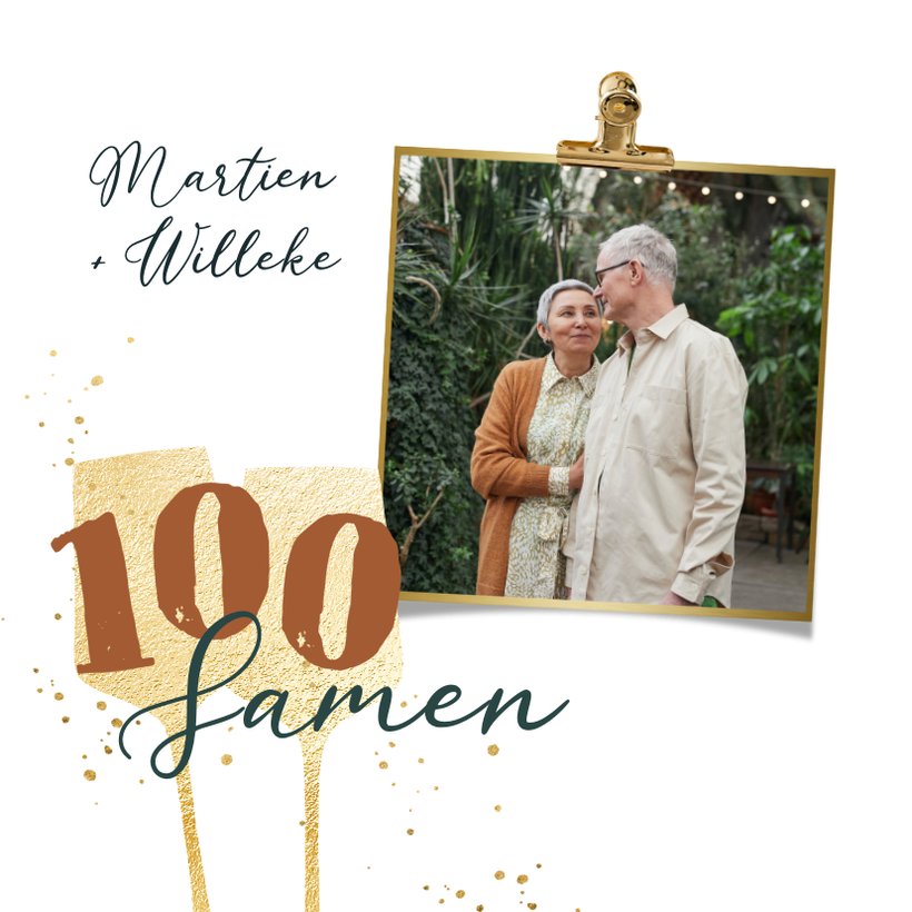 Uitnodiging etentje samen 100 goud wijn | Kaartje2go