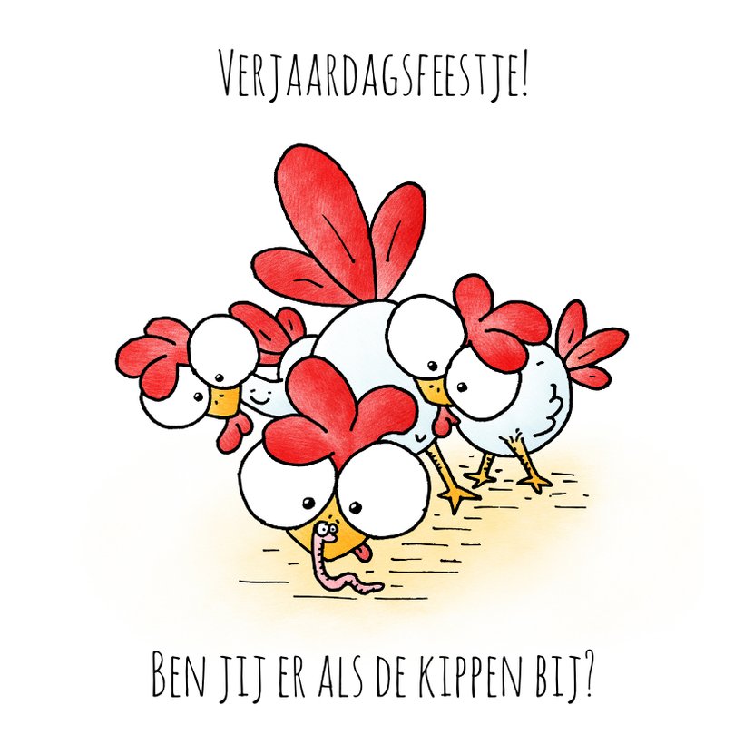 Uitnodiging feest- Ben jij er als de kippen bij | Kaartje2go