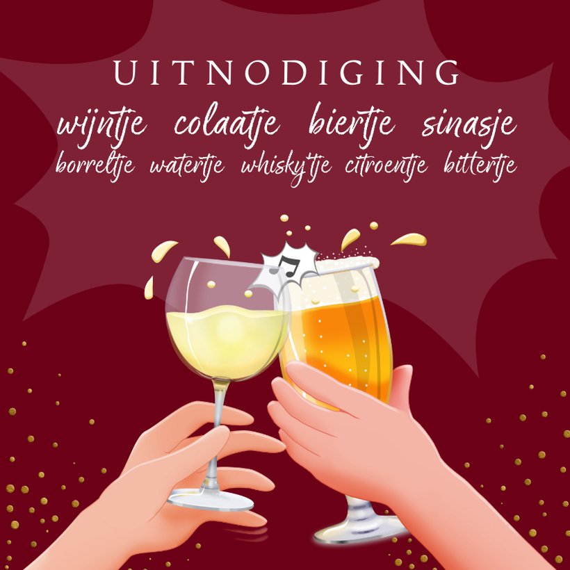 Uitnodiging feest met tekst van drankjes | Kaartje2go