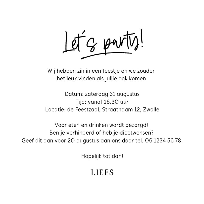Uitnodiging feestje foto kader'let's party | Kaartje2go